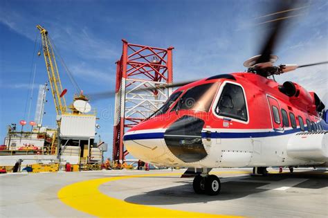 An Offshore Helicopter On The Helideck An Offshore Helicopter At The Oil Rig Tr Affiliate