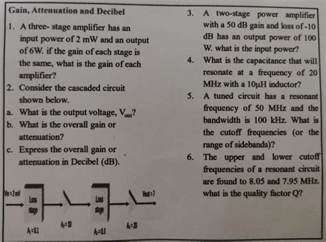 Solved Gain Attenuation And Decibel A Three Stage Chegg