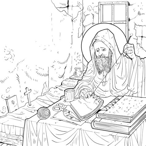 صور للتلوين من رسومات الكتاب المصور للأطفال عن قصة القديس القمص