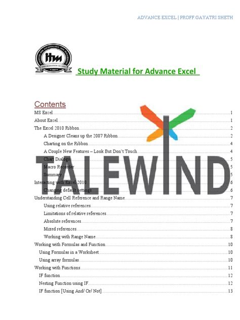 mso excel notes pdf microsoft excel spreadsheet