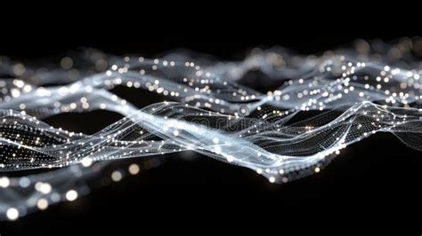 Abstract Particle Wave Futuristic Tech Data Stream Digital Network Stock Illustration