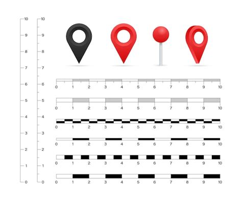 Premium Vector Map Scales Graphics For Measuring Distances Vector Stock Illustration