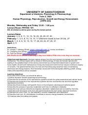 Cpps 303 Syllabus Pdf UNIVERSITY OF SASKATCHEWAN Department Of Anatomy Physiology