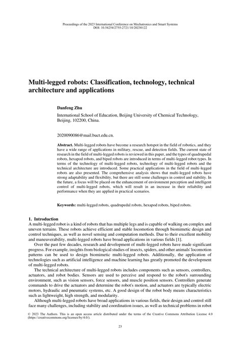 Pdf Multi Legged Robots Classification Technology Technical Architecture And Applications