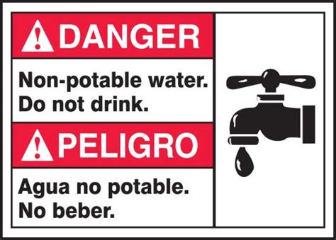 Non Potable Water Spanish Mexican Bilingual Ansi Danger Sign Mtas108