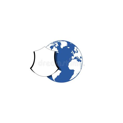 Shield With World Globe Icon Isolated On White Background Stock Vector Illustration Of