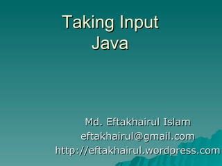Taking User Input In Java PPT