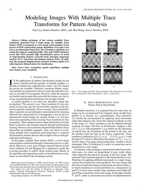 pdf modeling images with multiple trace transforms for pattern