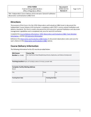 Fillable Online ICD Instructor General Facilitation O E FOrm Fax Email Print PdfFiller