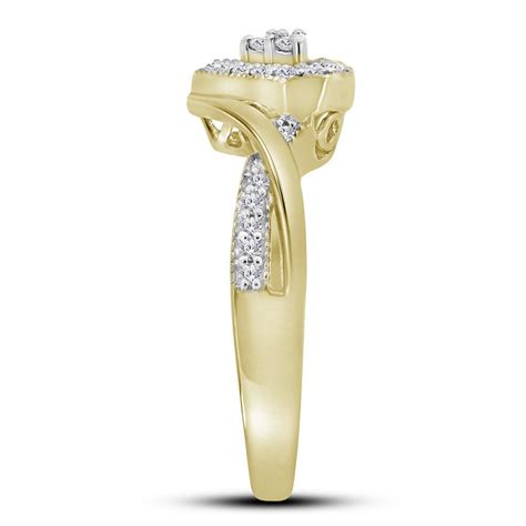 10k Yellow Gold Womens Round Diamond Heart Love Fashion Ring 14 Cttw