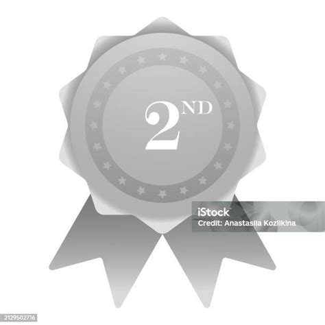 우승자를 위한 리본이 있는 은메달 상품 대회 배지 우승 스포츠 올림픽 명예로운 1위 2위 3위 별 상 트로피 지명 벡터 일러스트
