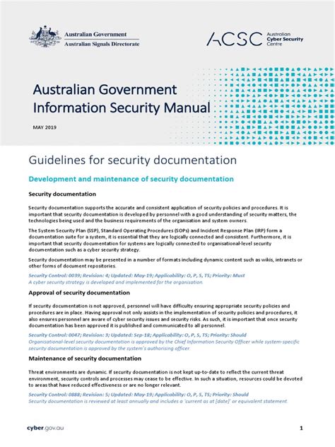 Ism Guidelines For Security Documentation May19 Pdf Information