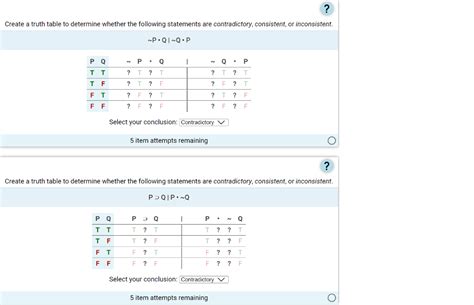 Solved Create A Truth Table To Determine Whether The