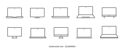 Simple Monochrome Vector Computer Icon Set Stock Vector Royalty Free Shutterstock