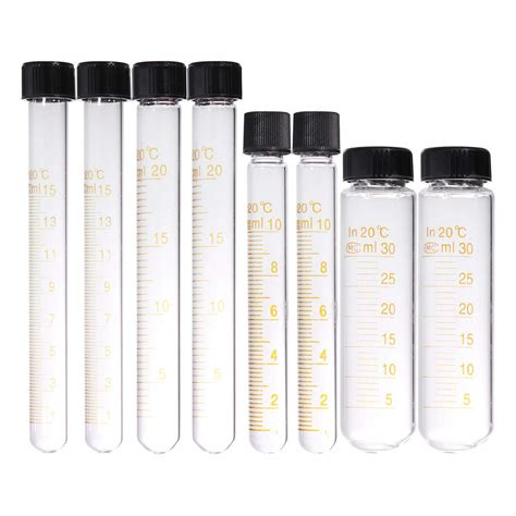 8 Unids 4 Set Tubo De Prueba De Vidrio Graduado Con Tapones