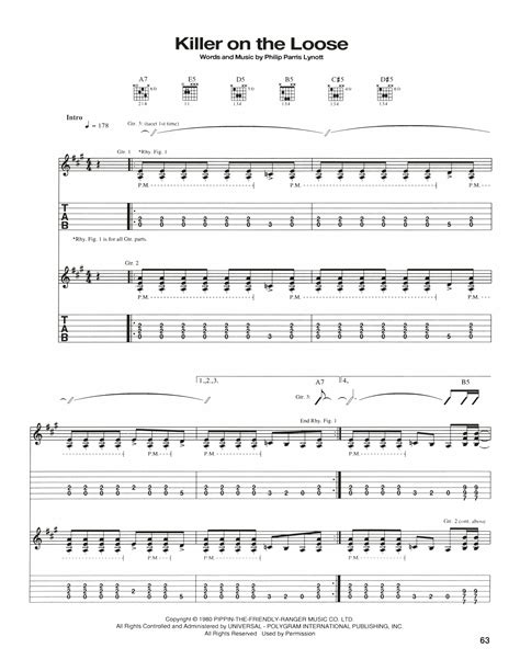 Killer On The Loose By Thin Lizzy Guitar Tab Guitar Instructor