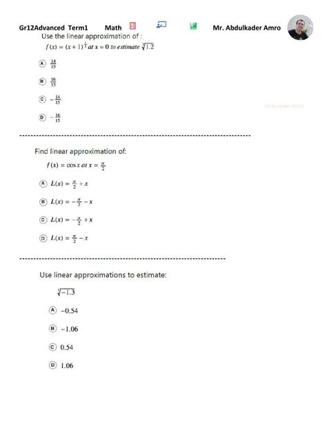 Linear Approximation N2 Worksheet Live Worksheets