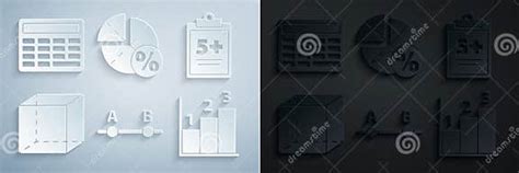 Set Graph Schedule Chart Diagram Test Or Exam Sheet Geometric Figure Cube And Calculator