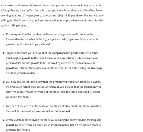 Solved Use Excel And Show The Cell Formulasas A Broker At