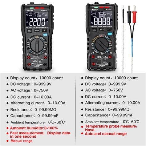 Mestek Dm100 Digital Multimeter High Speed Smart Double Core T Rms Ncv Temperature Multimetro