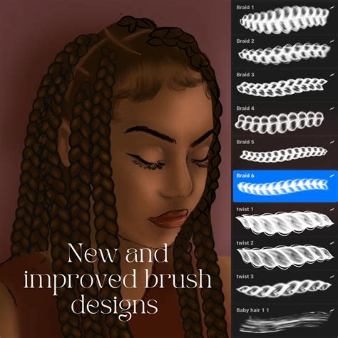Procreate Braid Brush Set Natural Hair Brushes Procreate Braid Brush Set Digital Brushes