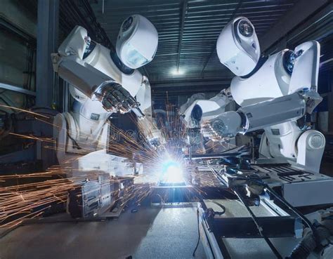 ai robots and androids work with many tools in manufacturing and