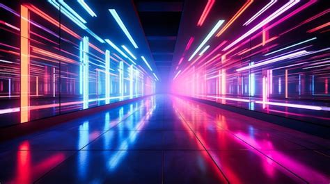 Premium Ai Image Neonlit Corridors Of Shifting Shapes