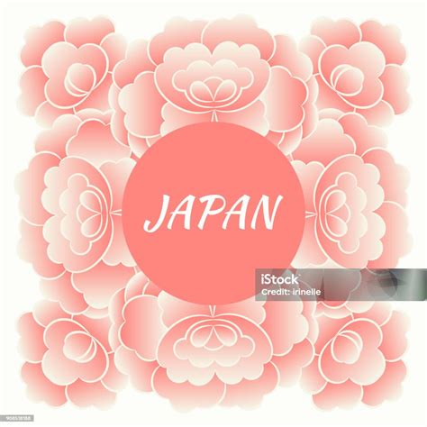 일본 여행 배너 벡터입니다 전통적인 모란 꽃 패턴 프레임 기념품 엽서 일본 관광 포스터 또는 레이블 스티커 핑크 꽃 디자인을 인쇄합니다 관광에 대한 스톡 벡터 아트 및 기타