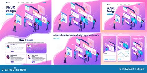 Isometric Process Of Creating Application Design Stock Vector