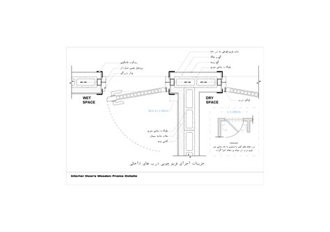 دیتیل اجرایی چهارچوب یا فریم چوبی درب های داخلی
