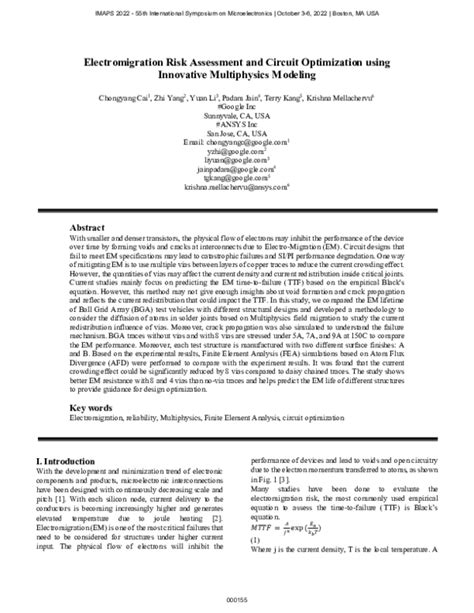 Pdf Electromigration Risk Assessment And Circuit Optimization Using