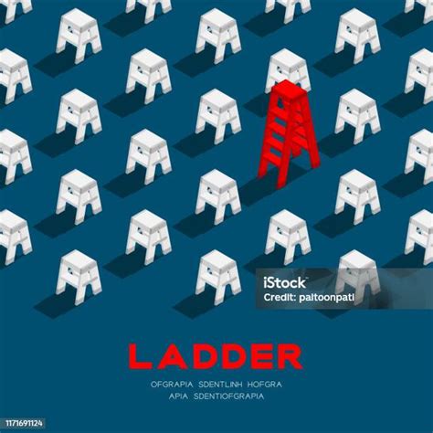 사다리 3d 등각 투영 패턴 건설 도구 개념 포스터 및 배너 사각형 디자인 그림 복사 공간이있는 파란색 배경에 격리 벡터 Eps 10 가정 생활에 대한 스톡 벡터 아트 및