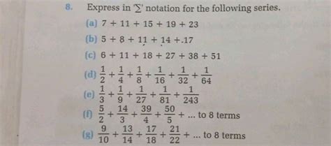 Express In Σ Notation For The Following Series Filo