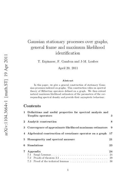 Pdf Gaussian Stationary Processes Over Graphs General Frame And