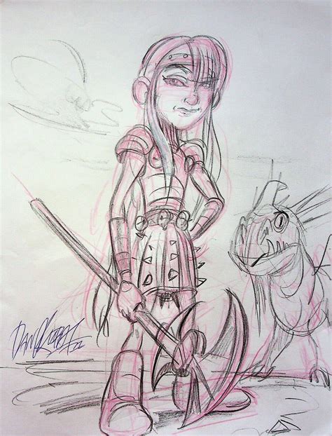 Dreamworks Dragons Riders Of Berk Signed Dan Kubat Hand Drawn Character