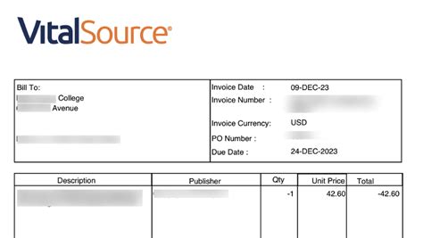 Point Of Sale POS Example Invoice VitalSource Success