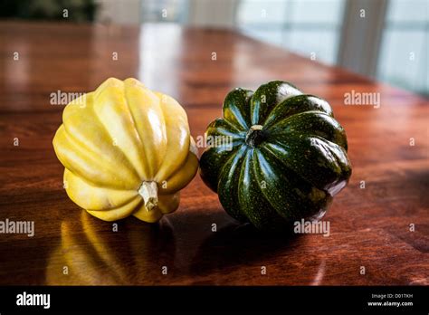Two Types Of Acorn Squash Stock Photo Alamy