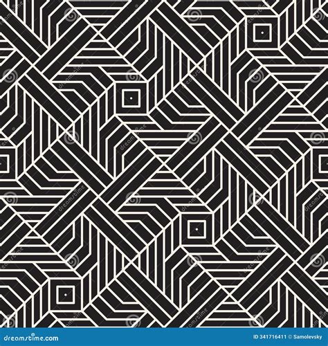Vector Seamless Pattern Repeating Abstract Background Black And White Geometric Lattice Design