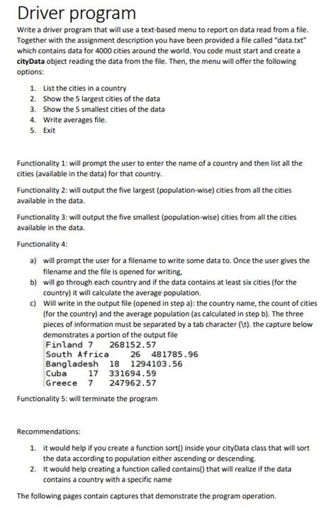 Class City Create The H Andcpp Files Required To