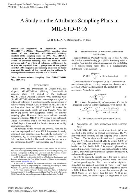 PDF The AQL And RQL Of The Attributes Sampling Plans In MIL STD