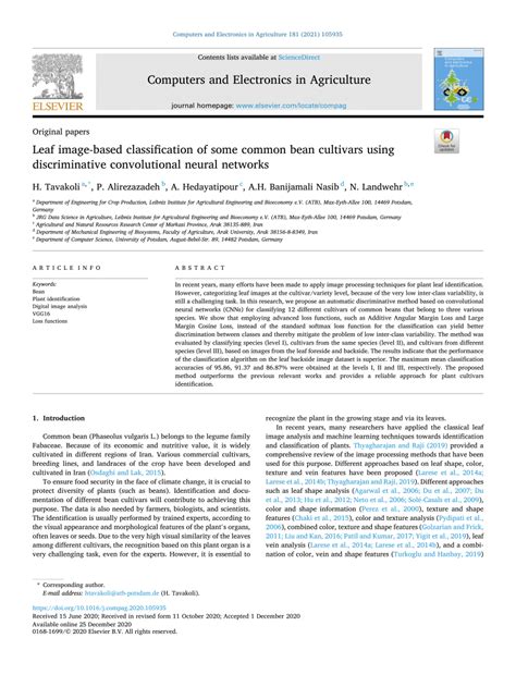 Pdf Leaf Image Based Classification Of Some Common Bean Cultivars