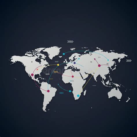 World Map Illustration Showcasing Global Connections With Abstract
