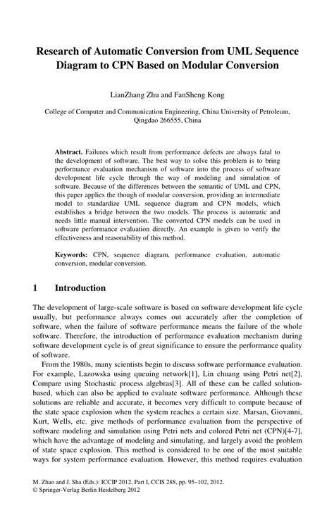 Pdf Research Of Automatic Conversion From Uml Sequence Diagram To Cpn Based On Modular Conversion