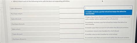 Solved Lo 6 1 Match Each Of The Following Terms With The