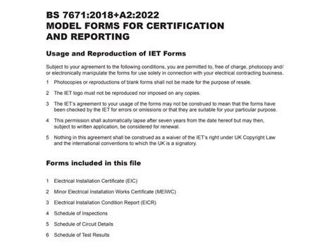 Electric Certificate And Reporting Eic Eicr Minor Works Bs7671 Pdf Forms Etsy