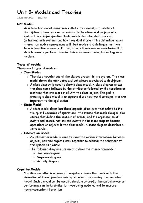 Human Computer Interaction Unit 5 Models And Theories Hci Models An Interaction Model