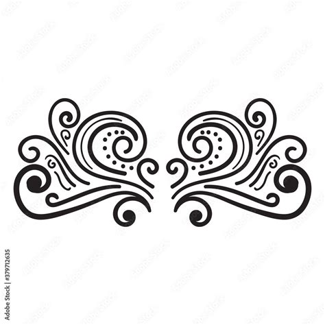 Black Abstract Curly Element For Design Swirl Curl Divider Frame