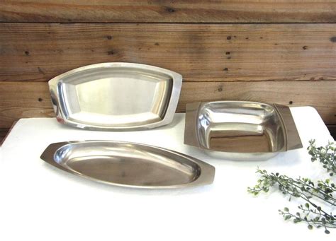 Mid Century Stainless Steel Serving Dishes And Bowl Vintage Serve Ware