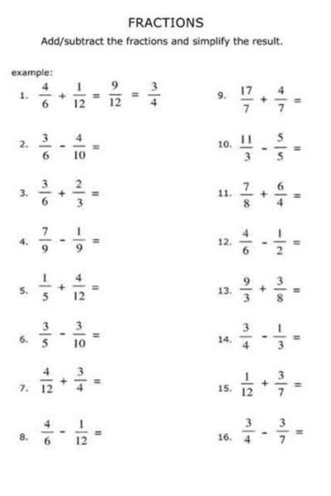 Mixed Addition And Subtraction With Fractions Worksheet