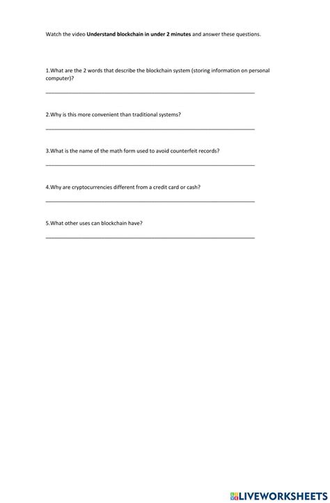Blockchain Online Exercise For Live Worksheets